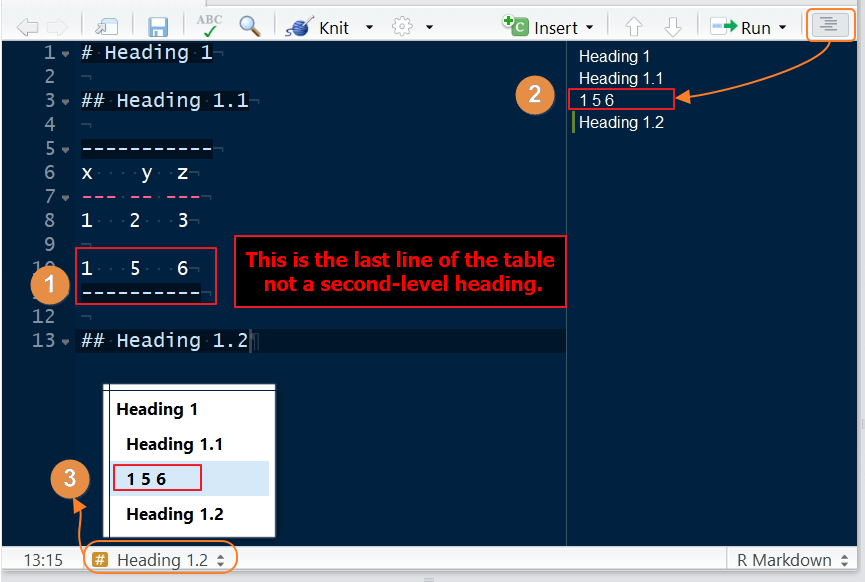 Line in table is interpreted as heading · Issue #2677 · rstudio/rstudio ...