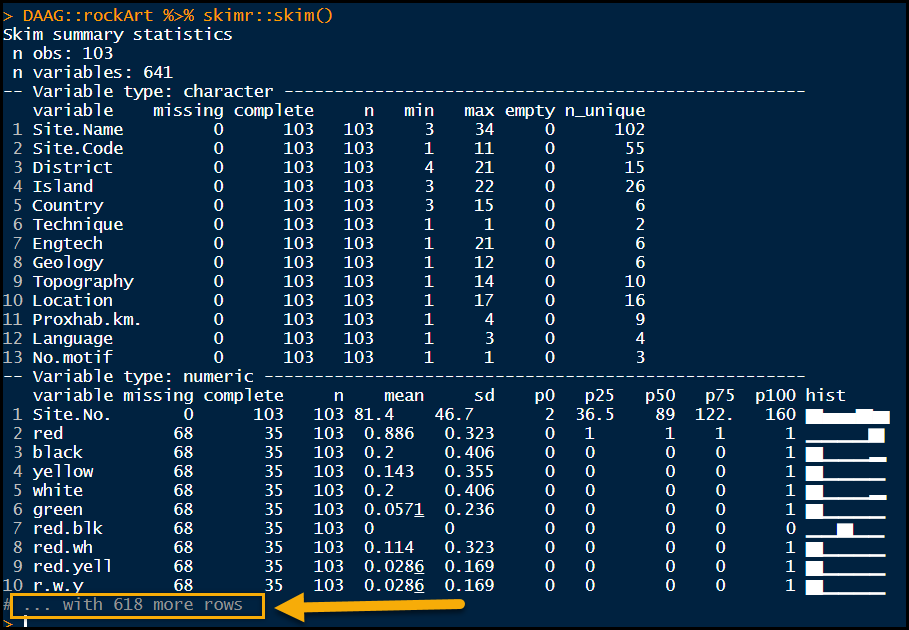 For datasets with many columns, skimr v2 does not behave as documented ...