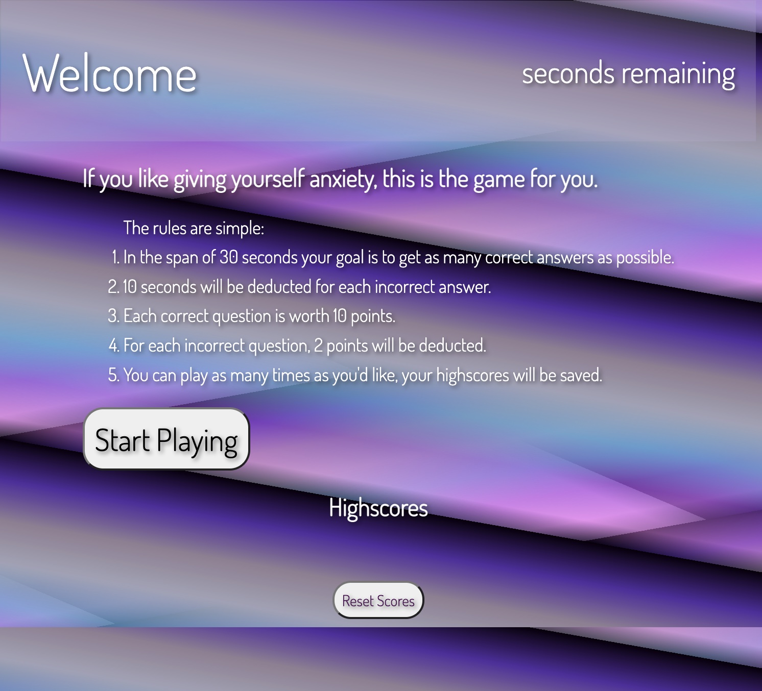 GitHub - Ivana-Djordjevic/quiz-game-time: let your anxiety spiral: it's ...