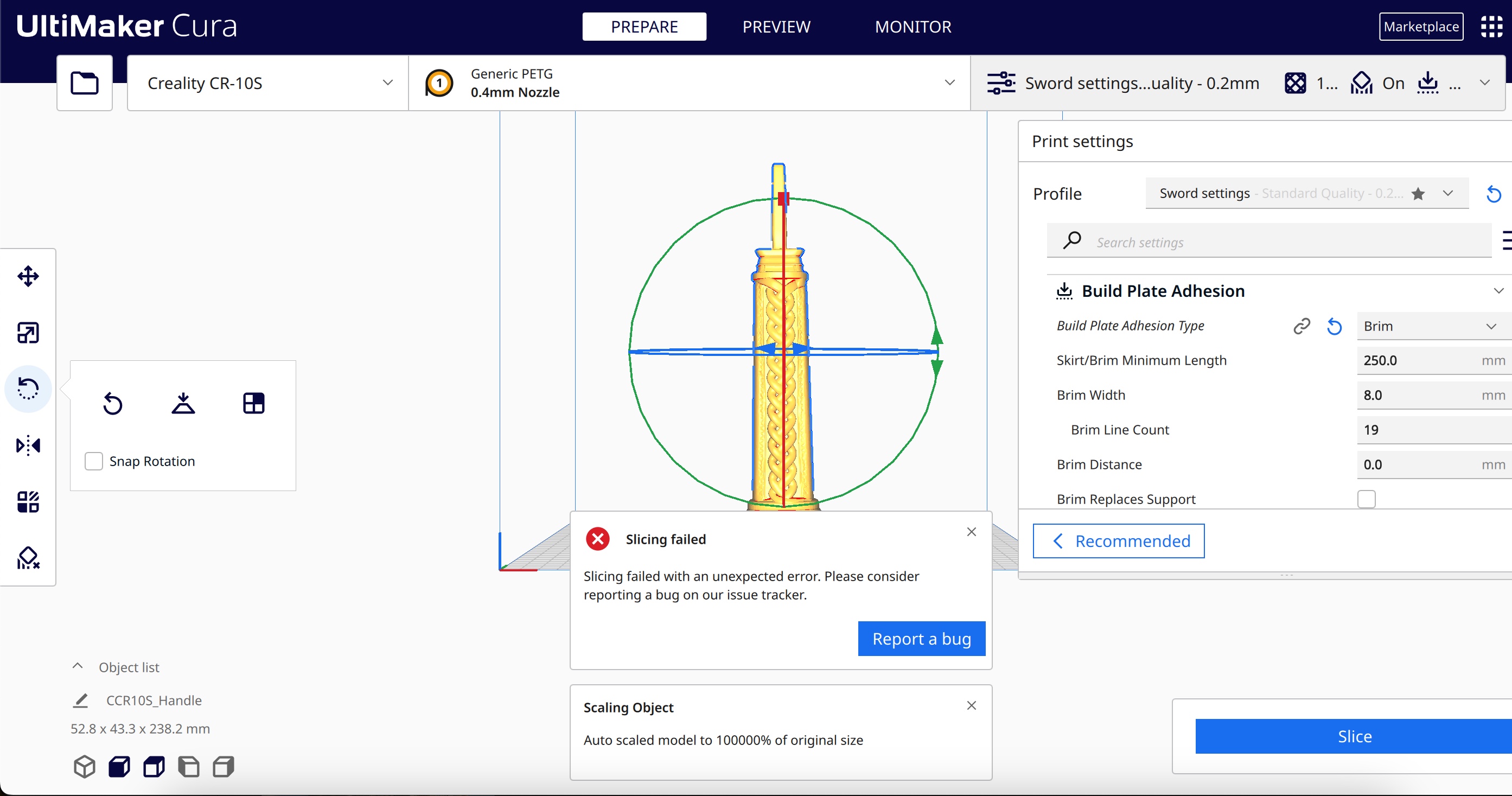 Wont Slice · Issue 14814 · Ultimaker Cura · Github