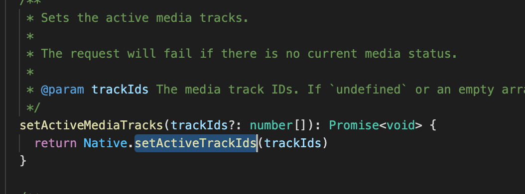 Calling invalid method in setActiveMediaTracks · Issue #280 · react ...