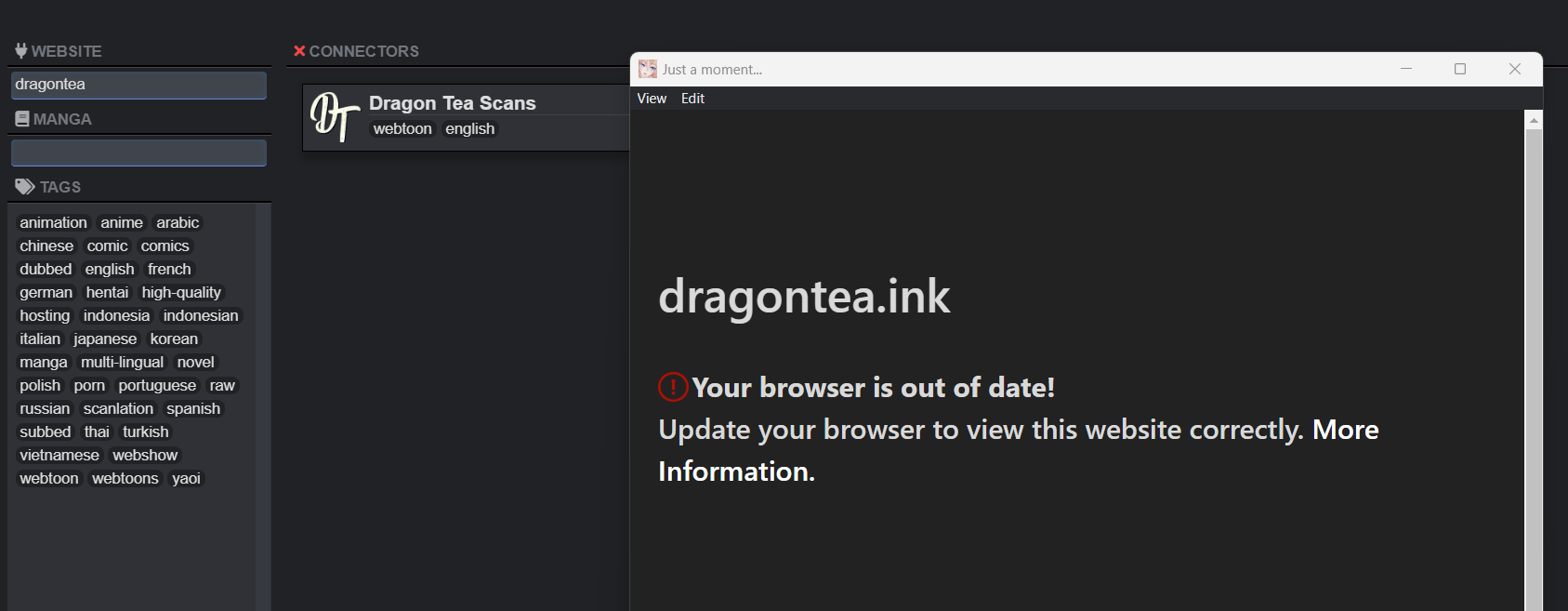 [Dragon Tea Scans] Connector not working · Issue #5706 · manga-download/hakuneko · GitHub