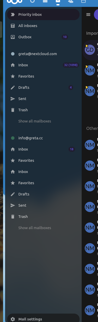 Dark mailbox counter with dark system theme · Issue #7182 · nextcloud/mail · GitHub