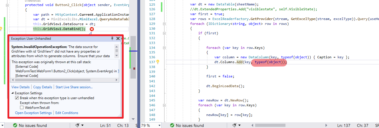 QueryAsDataTable A2=5.5 , A3=0.55/1.1 will case double type check error · Issue #233 · mini ...