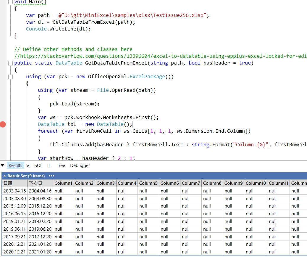 Dynamic Query custom format not using mapping format · Issue #256 · mini-software/MiniExcel · GitHub
