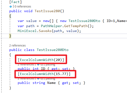 Support column width attribute · Issue #280 · mini-software/MiniExcel · GitHub