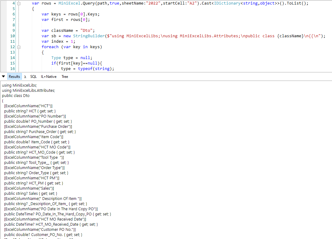Support MiniExcel.ConvertToClassString · Issue #314 · mini-software/MiniExcel · GitHub