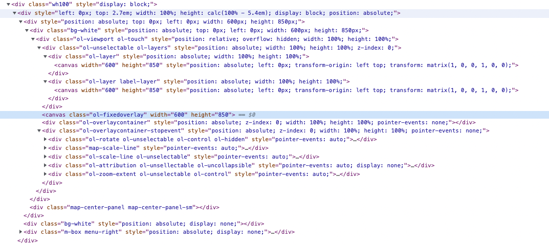 The DrawTouch interaction does not remove the canvas element with the ol-fixedoverlay class ...