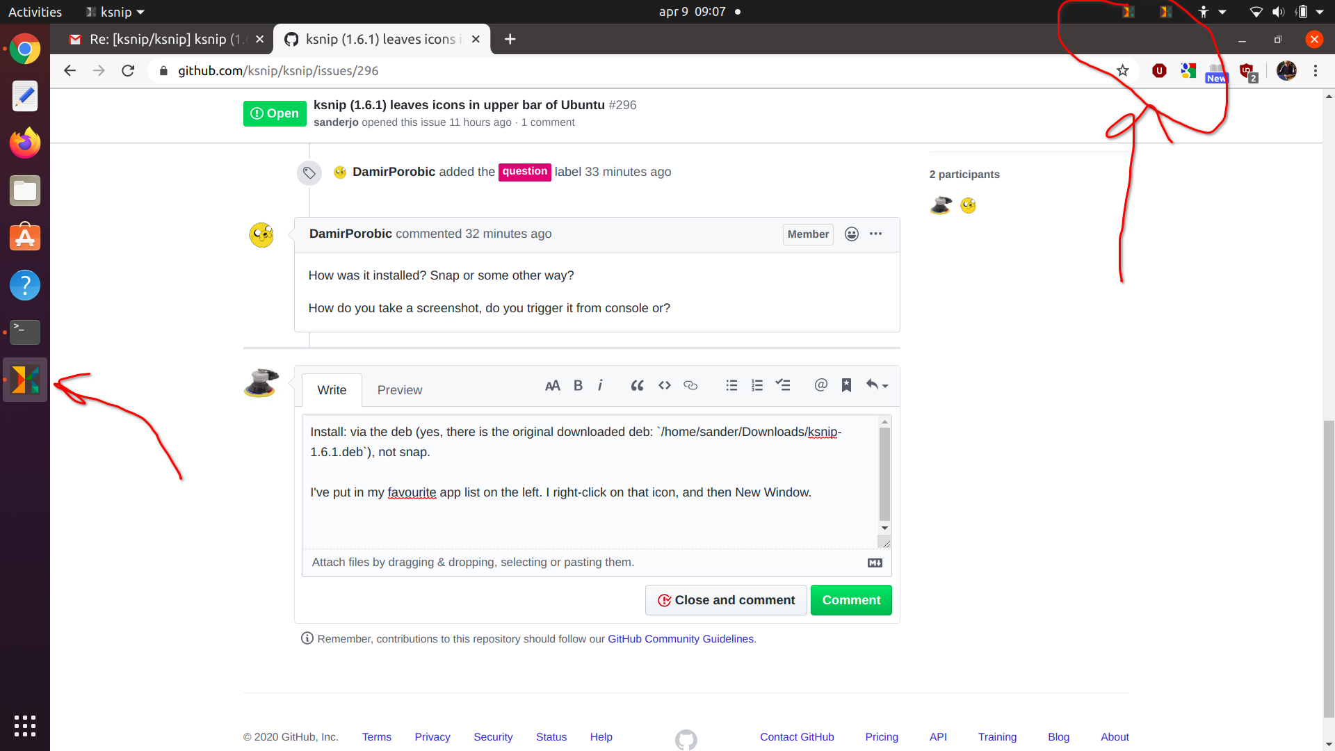 Ksnip 161 Leaves Icons In Upper Bar Of Ubuntu · Issue 296 · Ksnipksnip · Github