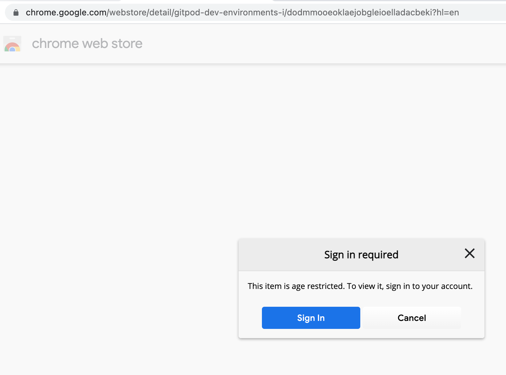 browser extension: This item is age restricted. To view it, sign in to your account. · Issue ...