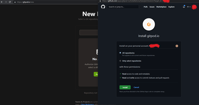 Github Application Requires Authorization To All Repos · Issue 7049 · Gitpod Iogitpod · Github