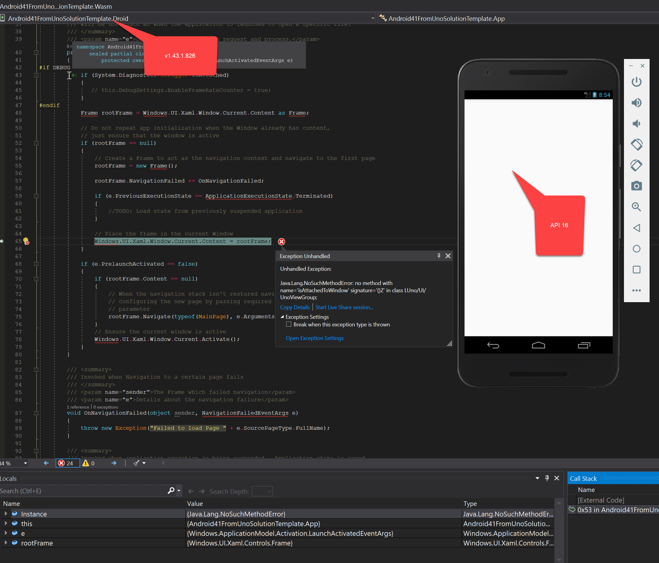 Deploying on an Android 4.1 device causes a runtime crash on start · Issue #20 · unoplatform/uno ...
