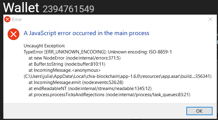 [Bug] NFT Javascript error · Issue #13830 · Chia-Network/chia-blockchain · GitHub