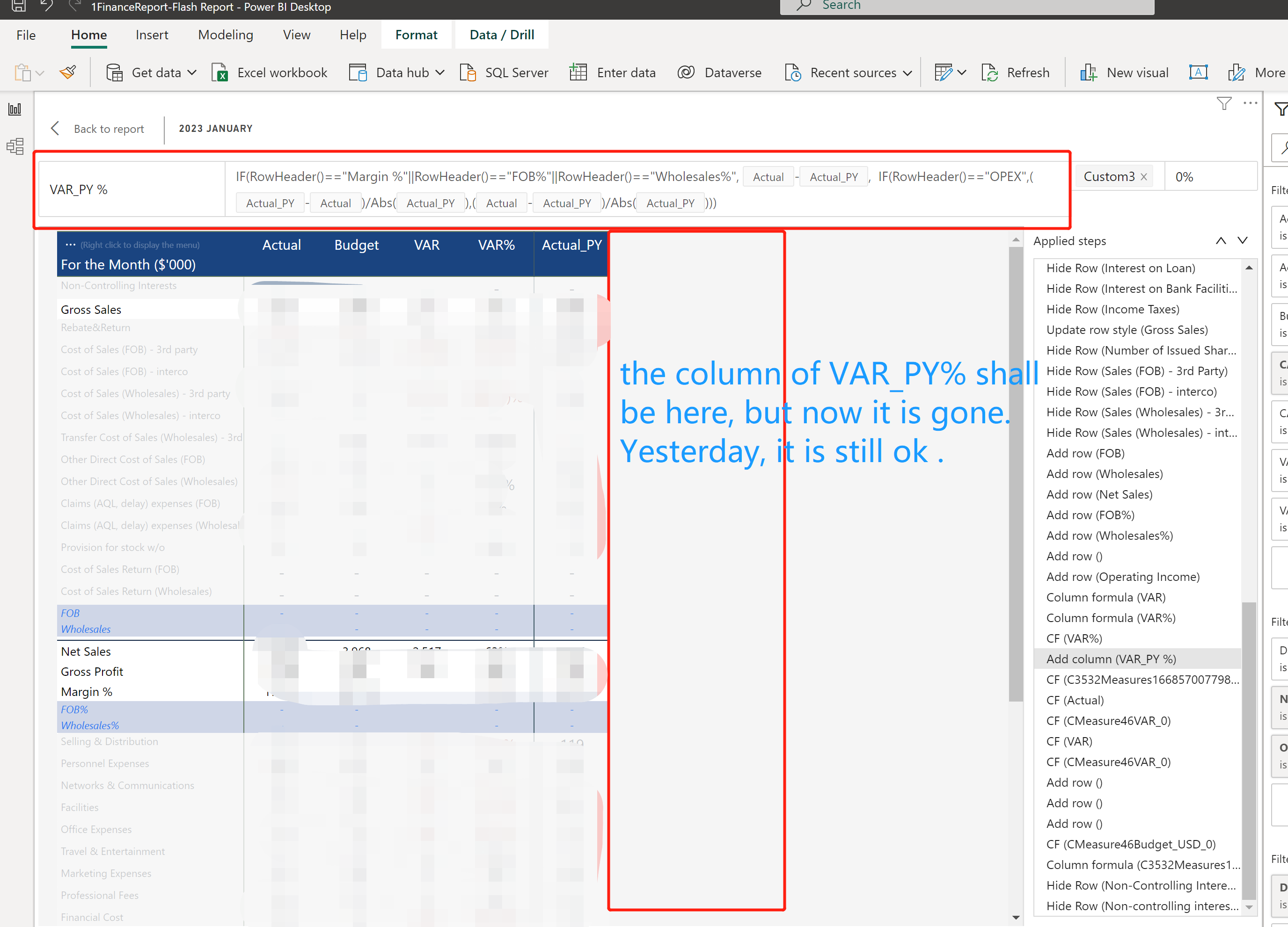 The Column added was gone · Profitbase PowerBI-visuals ...