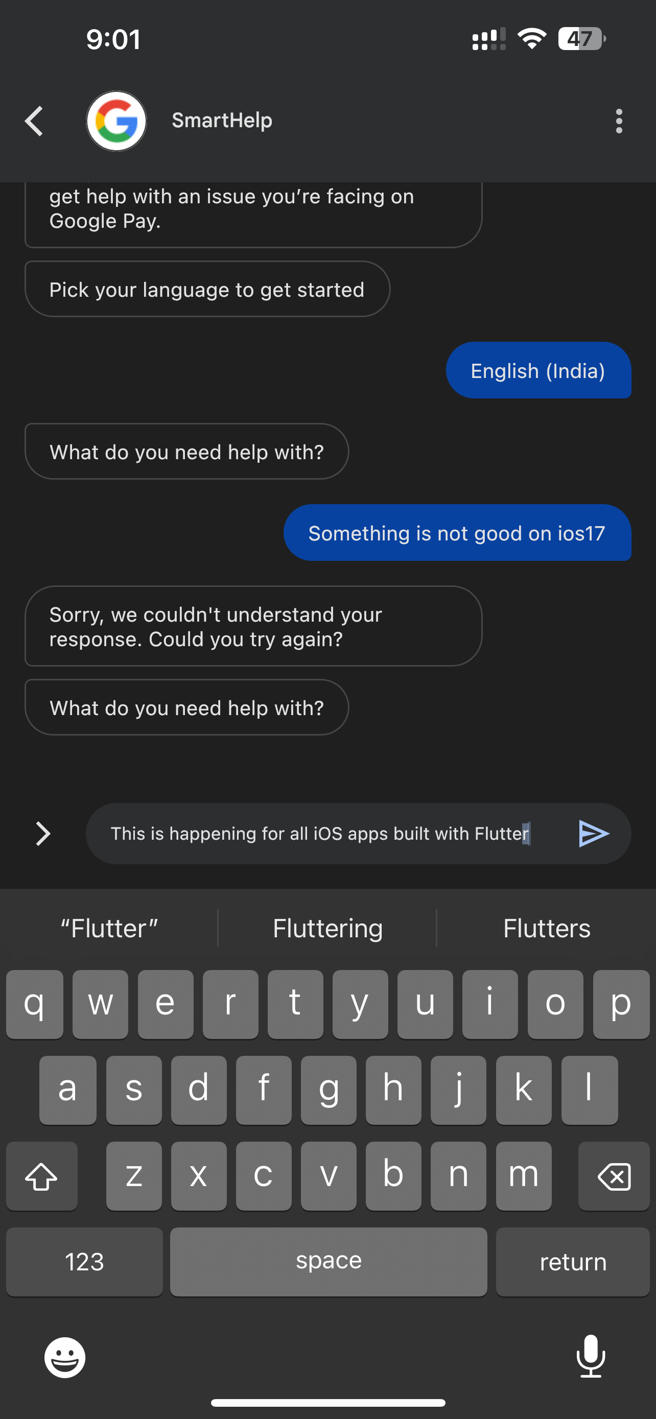 [iOS]After entering text into the iOS 17 text input box, the cursor selects the last character ...