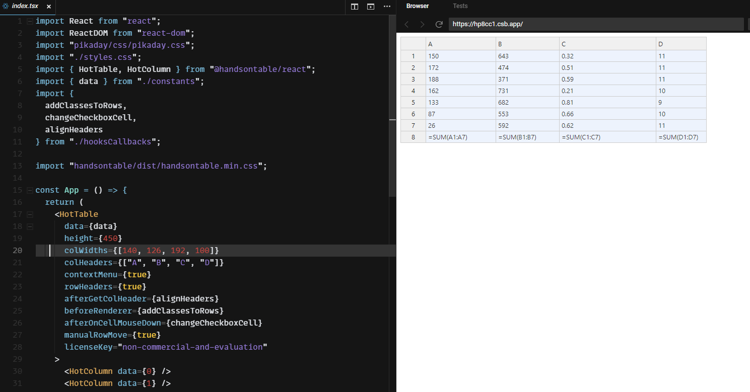 The sum formular not working with literal string · Issue #10012 · handsontable/handsontable · GitHub