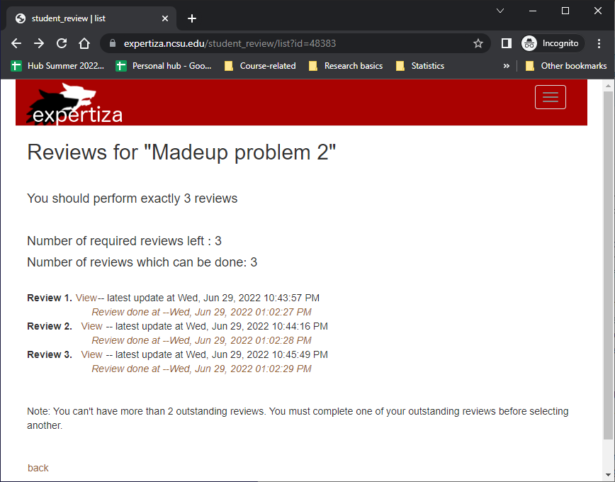 Count of reviews left is wrong · Issue #2431 · expertiza/expertiza · GitHub