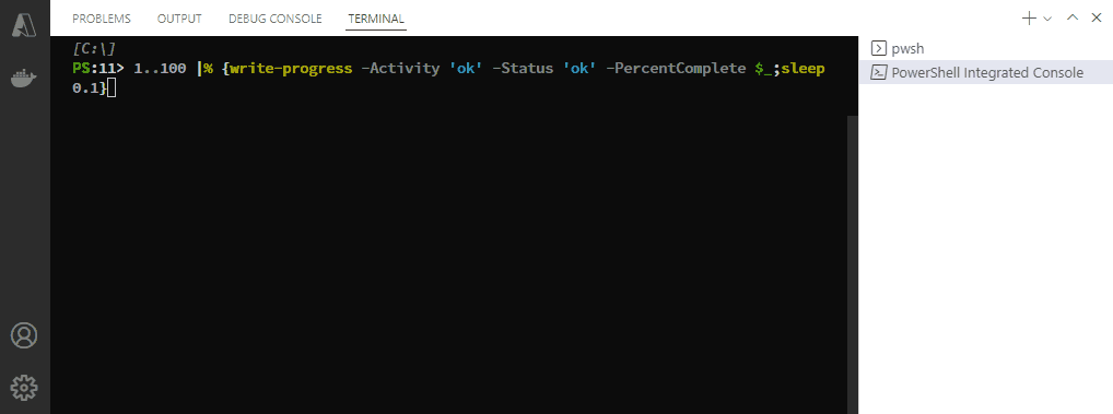 Minimal Progress Bar PercentComplete not working correctly in VSCode · Issue #17379 · PowerShell ...