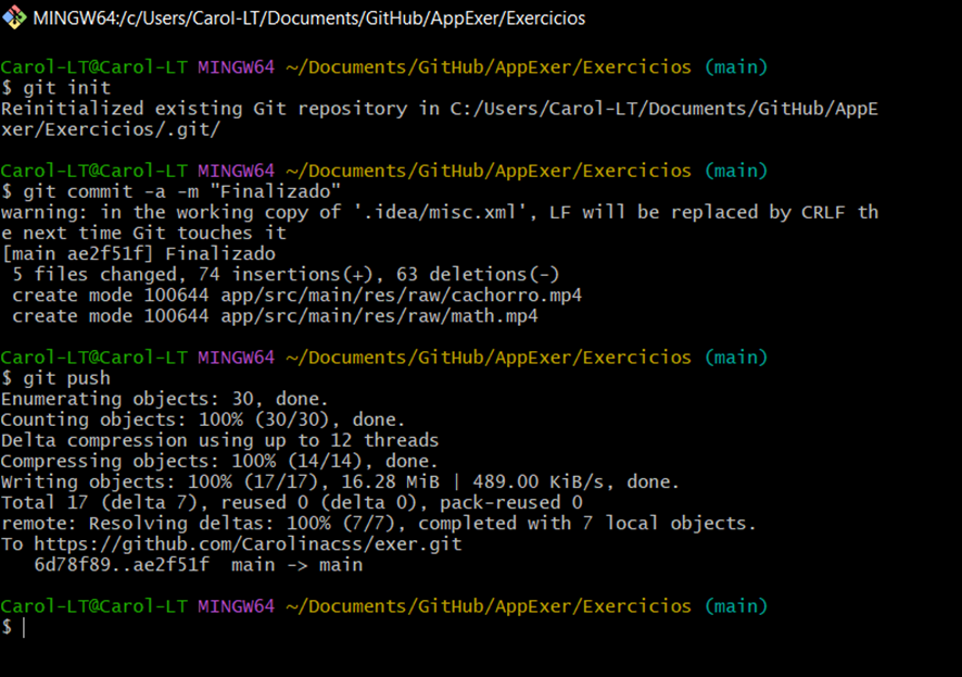 GitHub - Carolinacss/exer