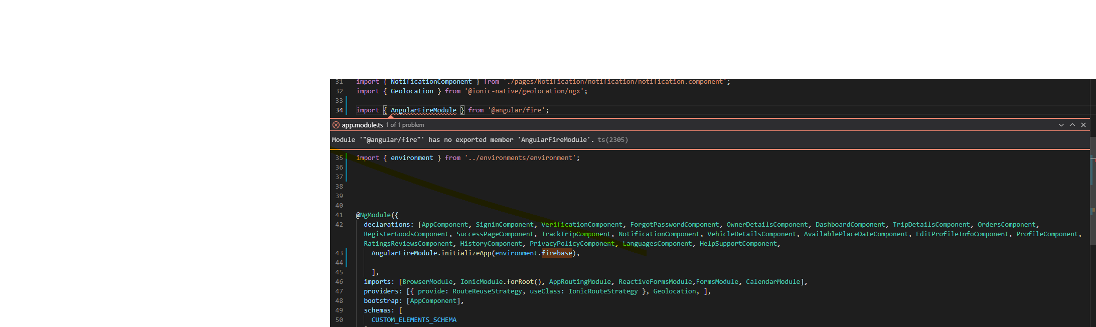 Anular 15 Cli Ionic Project Fire Base Installed When Import Mudule Ts Have Issue · Issue 3327