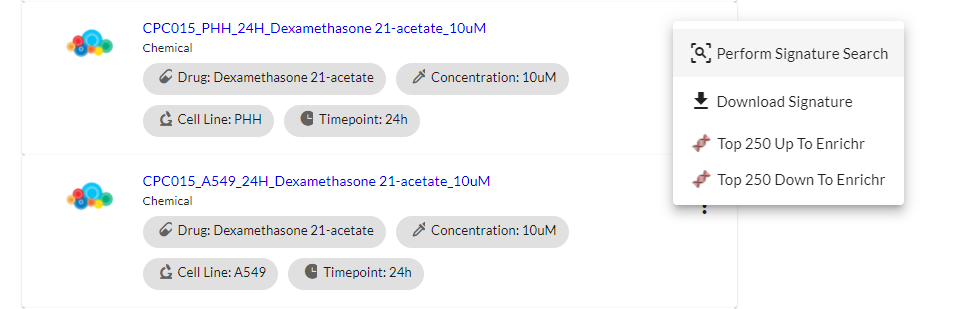Performing a signature search from the returned result from the metadata search not working ...