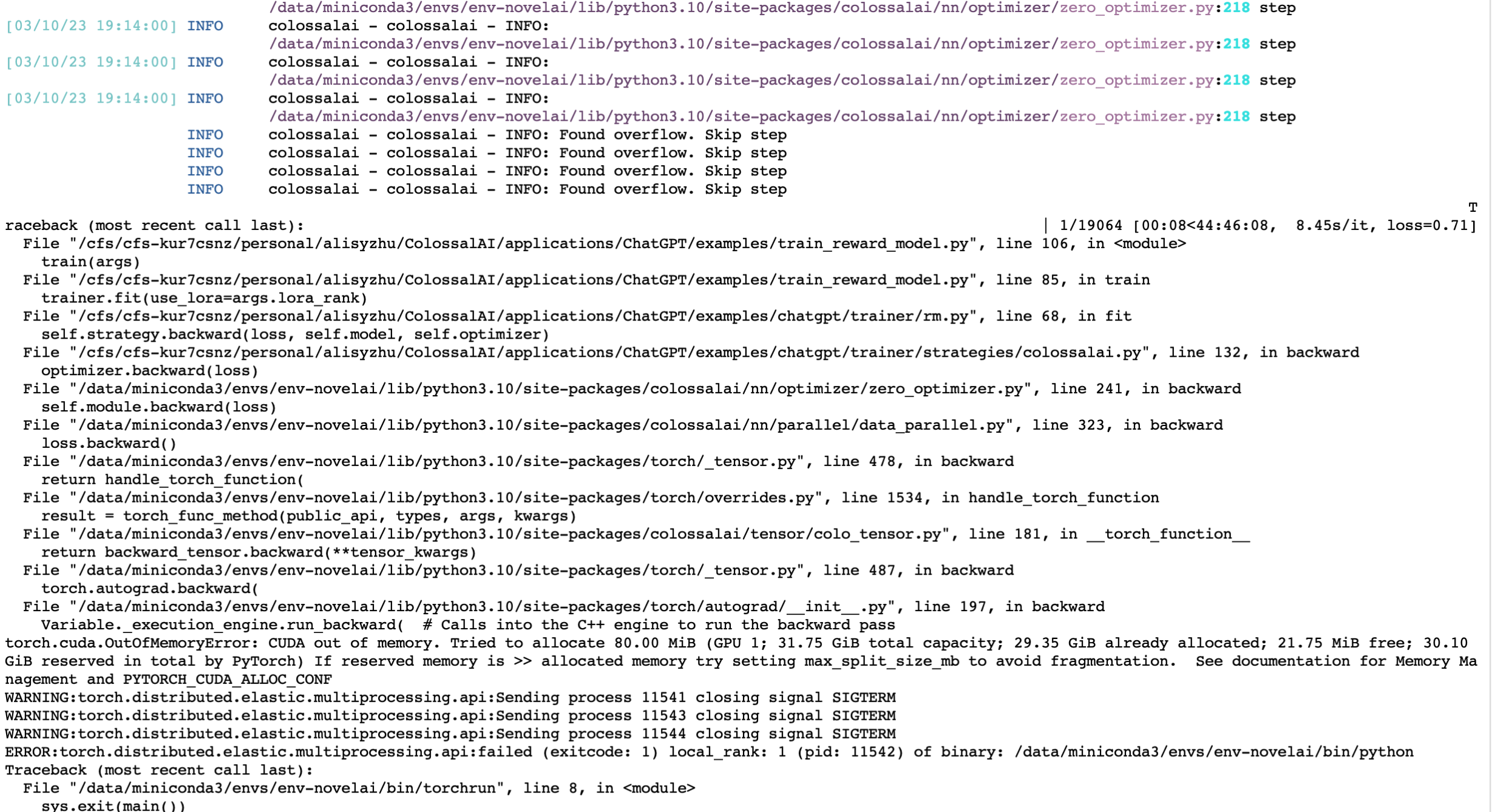 [BUG]: chatGPT-OOM of opt-6b7 · Issue #3100 · hpcaitech/ColossalAI · GitHub