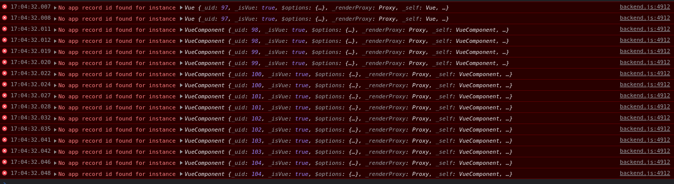 VM3113 backend.js:4912 No app record id found for instance · Issue #1791 · vuejs/devtools-v6 ...