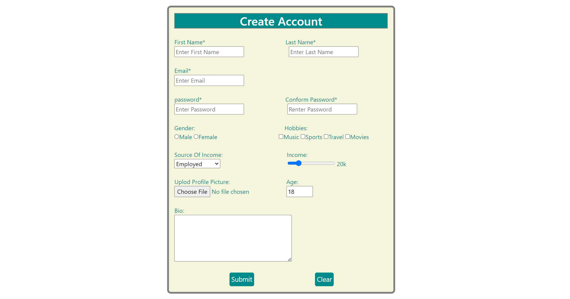 GitHub - Gripsanraiyani/Form: Form using HTML & CSS