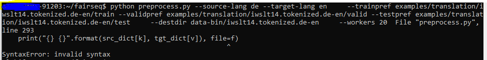 Invalid syntax when running the pre-processing script · Issue #1547 ...
