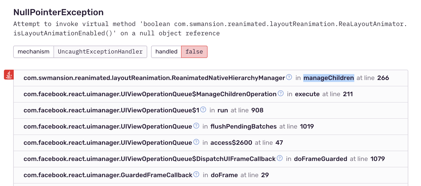 Error on android version 5.1 Attempt to invoke virtual method 'boolean com.swmansion.reanimated ...