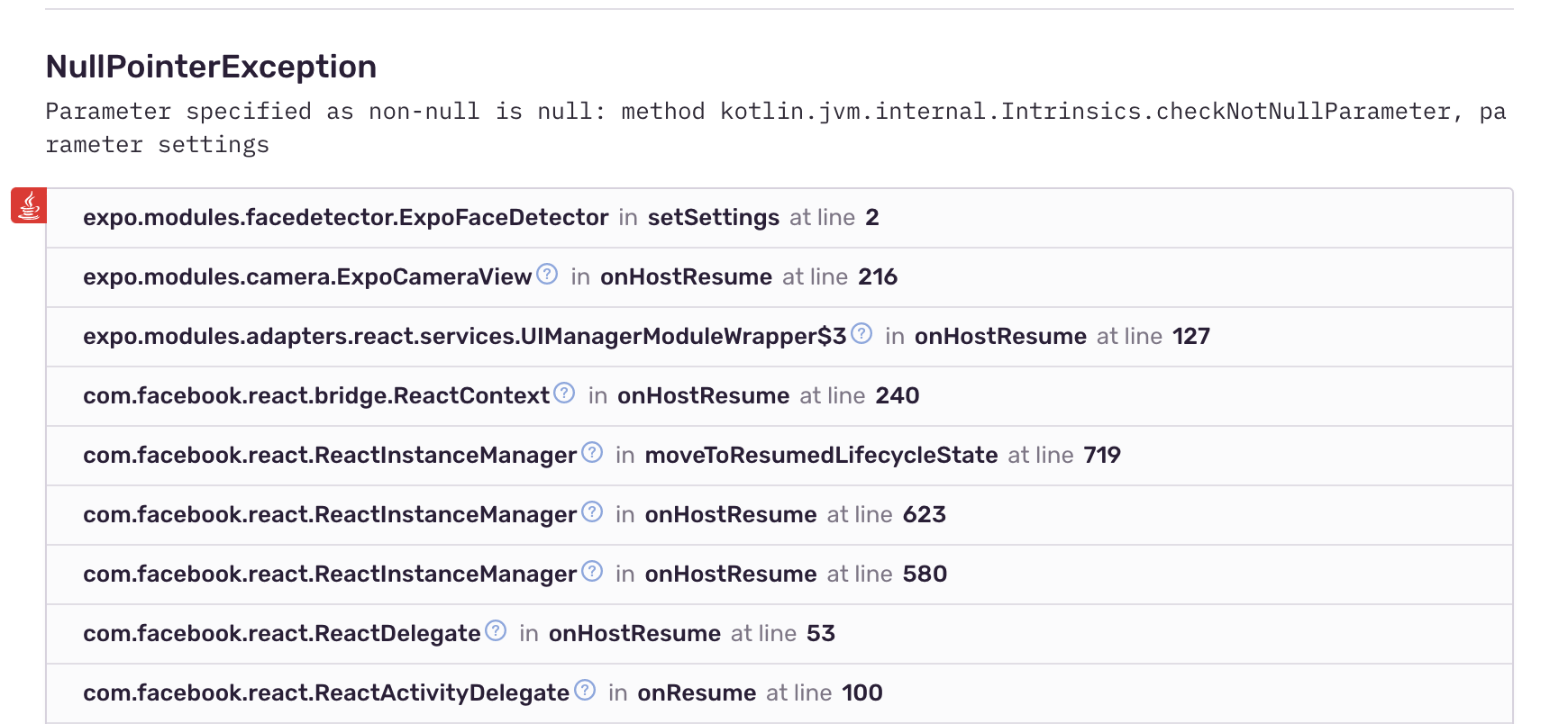 [SDK44] ExpoCamera/ExpoFaceDetector crashes app on Android · Issue #15830 · expo/expo · GitHub