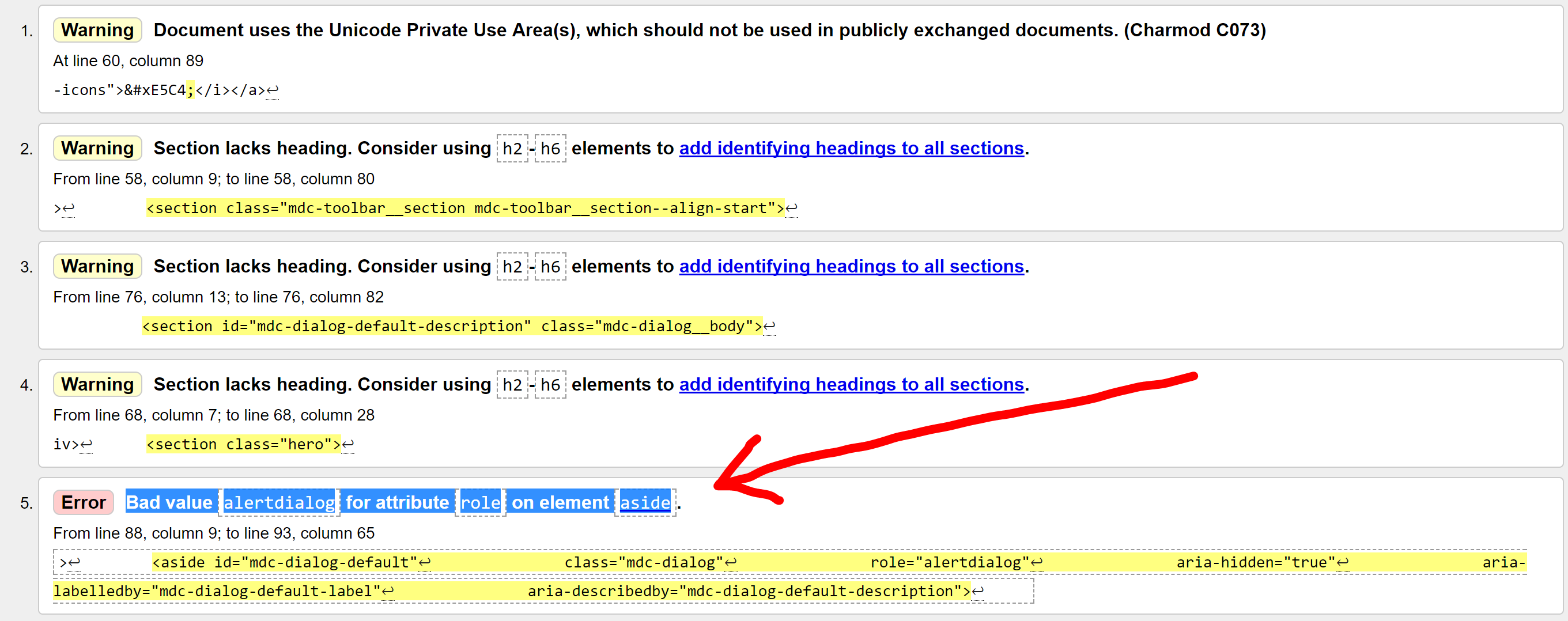 Aria Role Not Allowed On Aside dialog Element per W3c Validator Aria Role Not Allowed On Aside dialog Element per W3c Validator