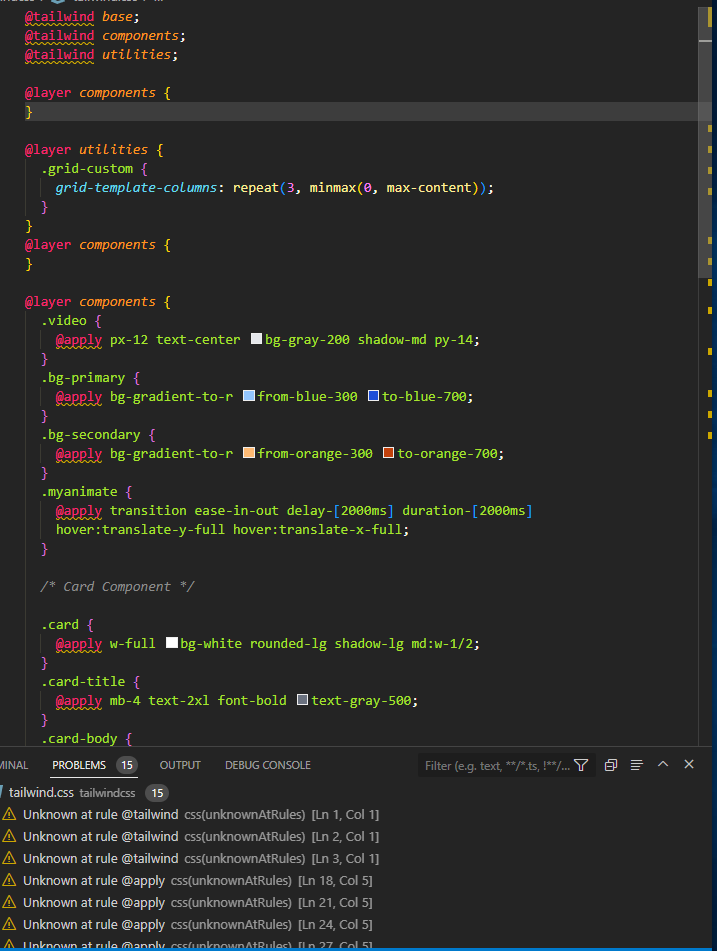 Rules Showing As Warning · Issue 835 · Tailwindlabs Tailwindcss Intellisense · Github