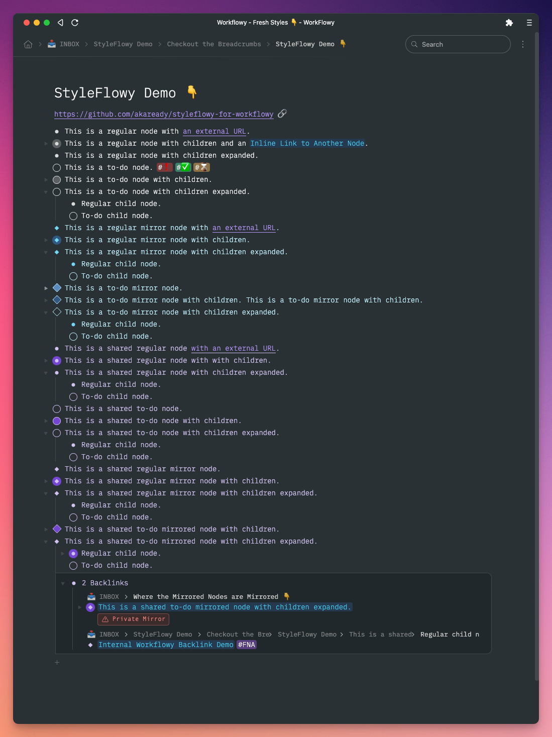 GitHub - akaready/workflowy-styles
