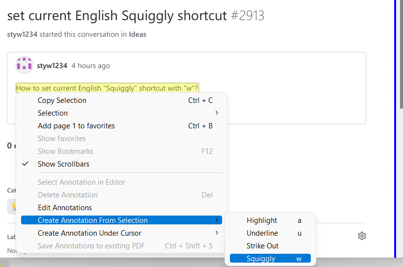 set current English Squiggly shortcut · sumatrapdfreader sumatrapdf · Discussion #2913 · GitHub