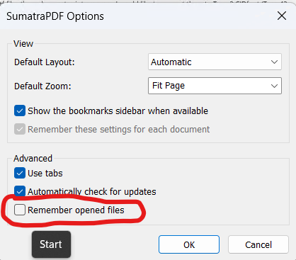 Disable "Remember opened files" but keep access to Settings · sumatrapdfreader sumatrapdf ...