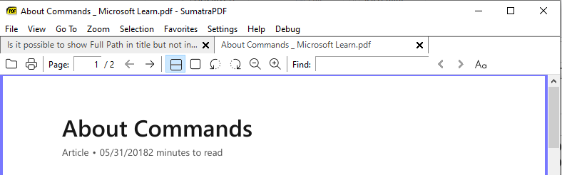 Is it possible to show Full Path in title but not in Tab? · sumatrapdfreader sumatrapdf ...