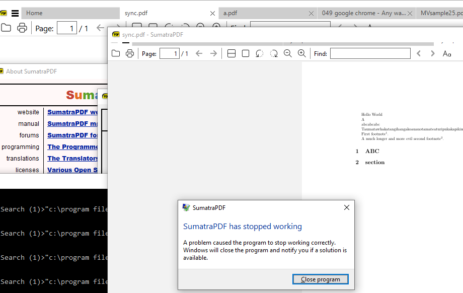 Synctex Forward Search Crashes · Issue 3381 · Sumatrapdfreader Sumatrapdf · Github