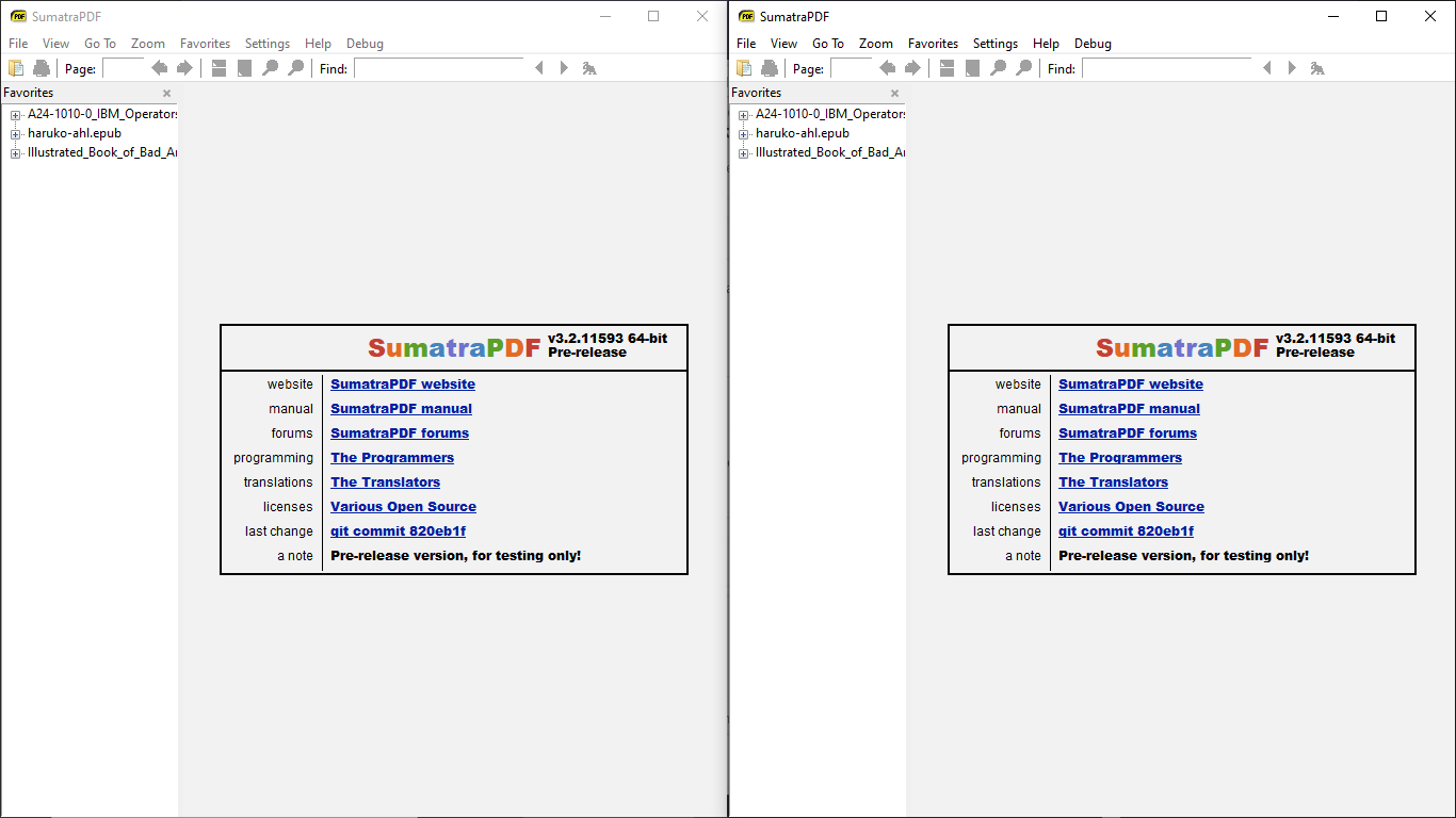 #new feature, splitting with a second window · Issue #143 · sumatrapdfreader/sumatrapdf · GitHub