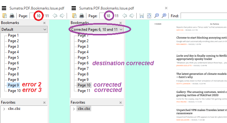 Bookmark errors in recent pre-release versions · Issue #1400 · sumatrapdfreader/sumatrapdf · GitHub