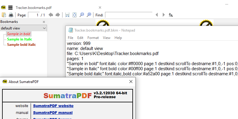 Bookmark fonts seem at variance with expectation · Issue #1418 · sumatrapdfreader/sumatrapdf ...