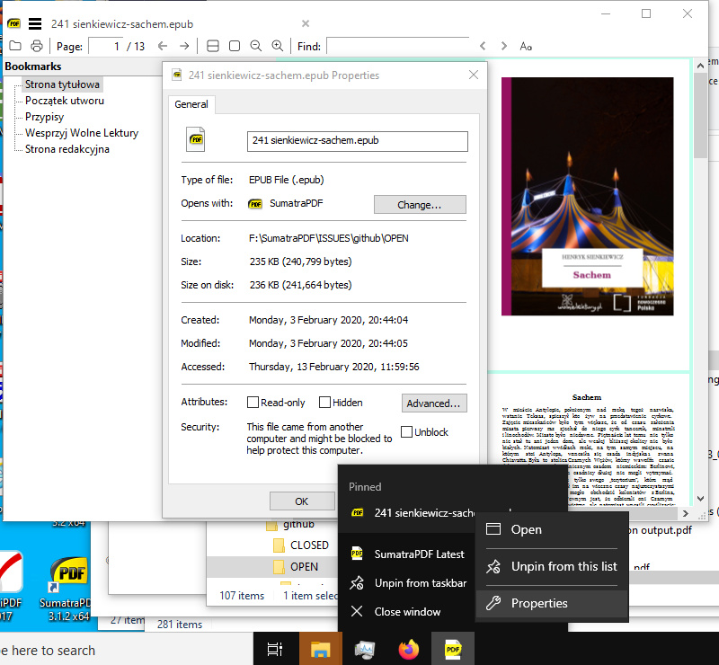Cannot Open Pdf And Epub Files From Jumplist · Issue 1695 · Sumatrapdfreader Sumatrapdf
