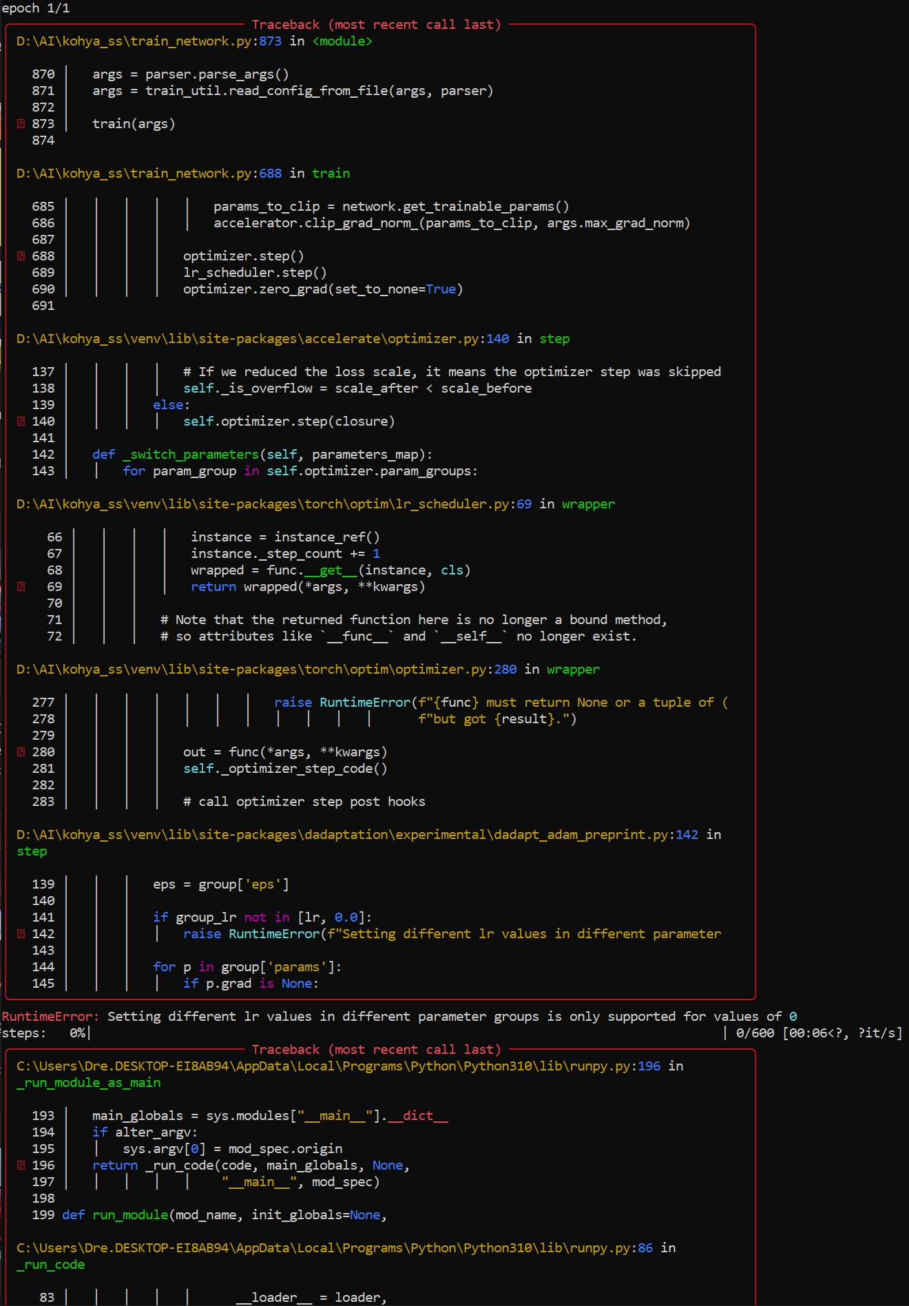 DAdaptation not working · Issue #1041 · bmaltais/kohya_ss · GitHub