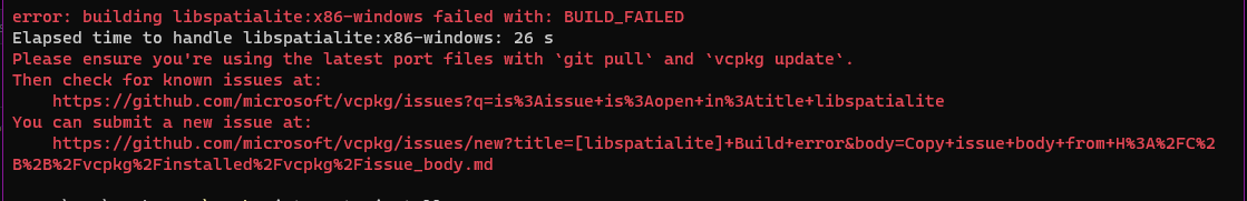 [libspatialite] Build error · Issue #34331 · microsoft/vcpkg · GitHub