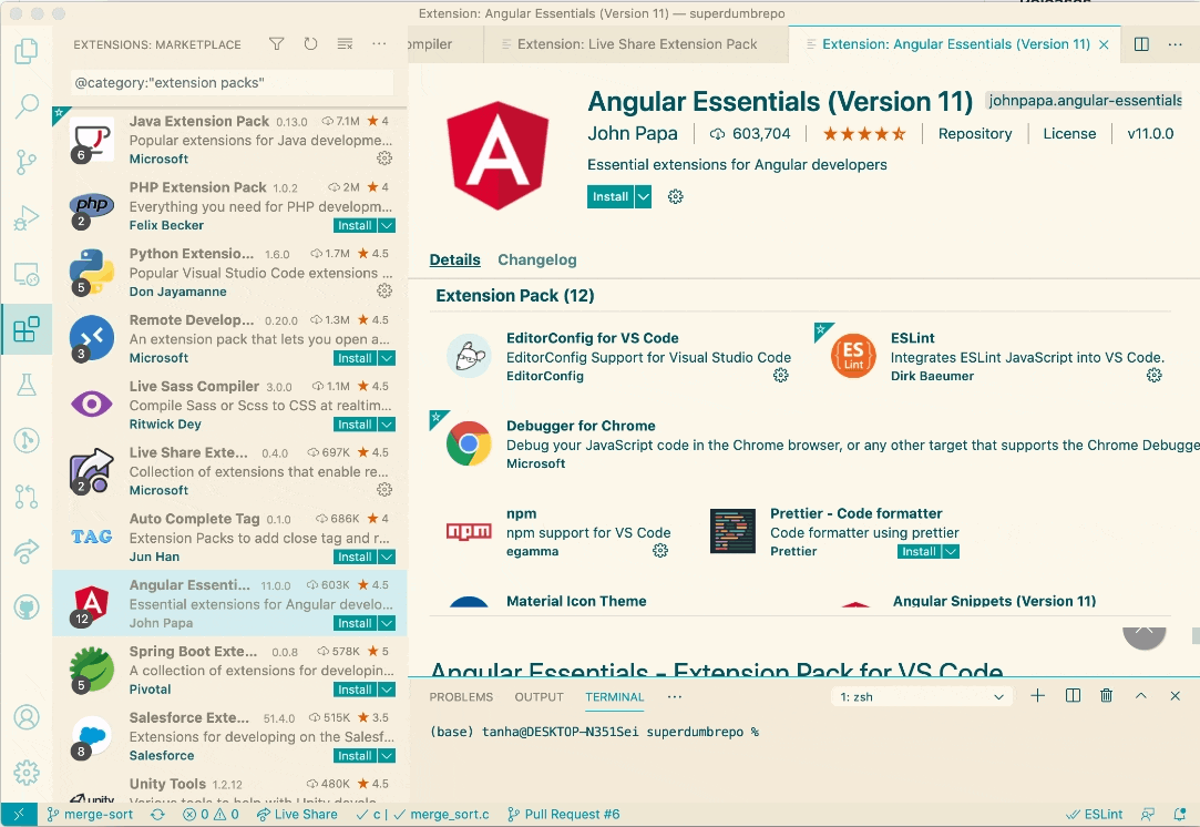 Make the Extension Pack list of extensions view resizeable or smaller ...
