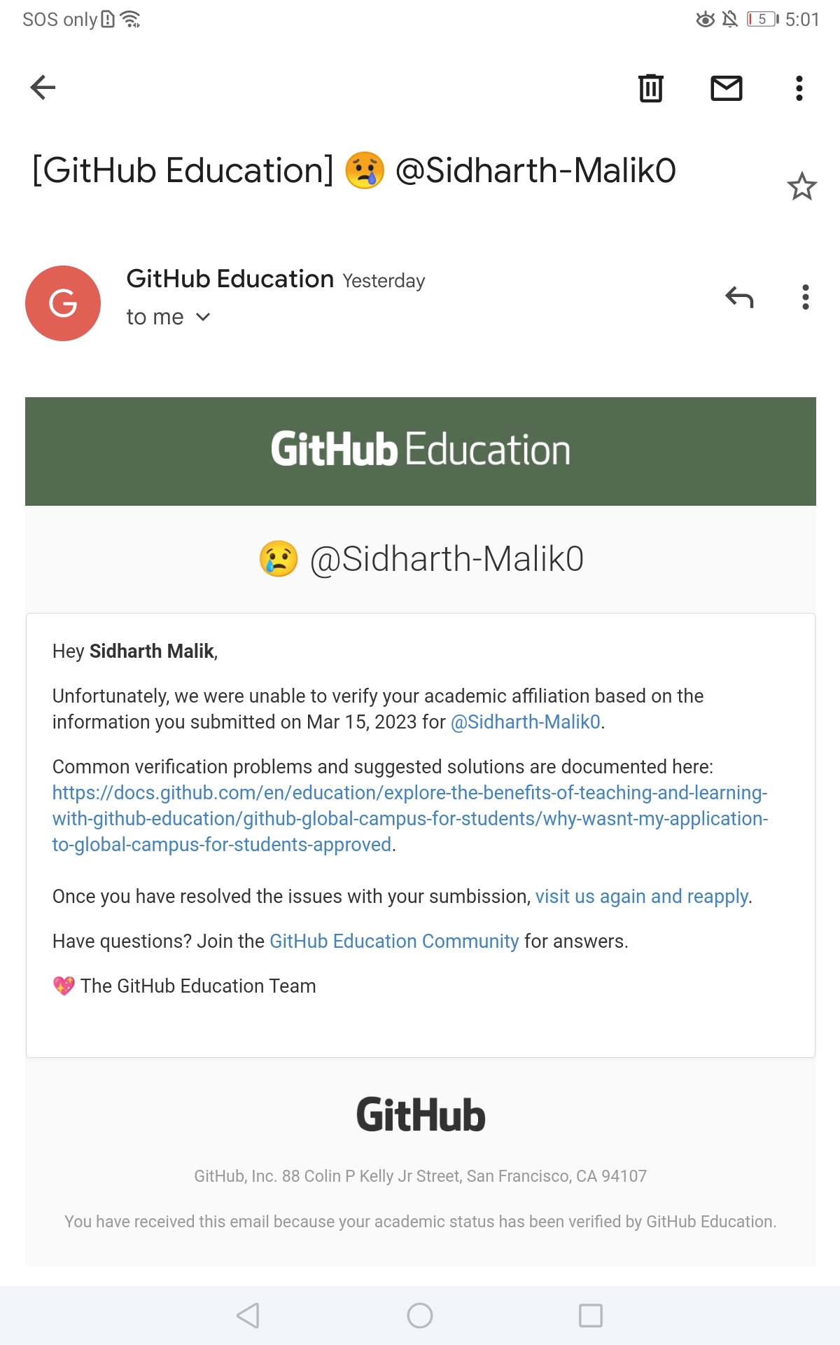 Failure to get benefits pf GitHub student dev pack. · community · Discussion #50126 · GitHub