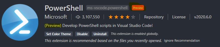 Stable version of the extension still marked as preview. Intended ...
