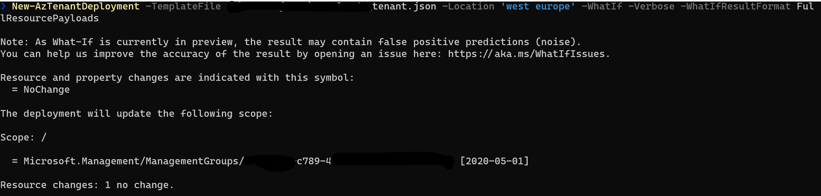 '-WhatIfResultFormat ResourceIdOnly' changes result from 'NoChange' to 'Deploy' · Issue #136 ...