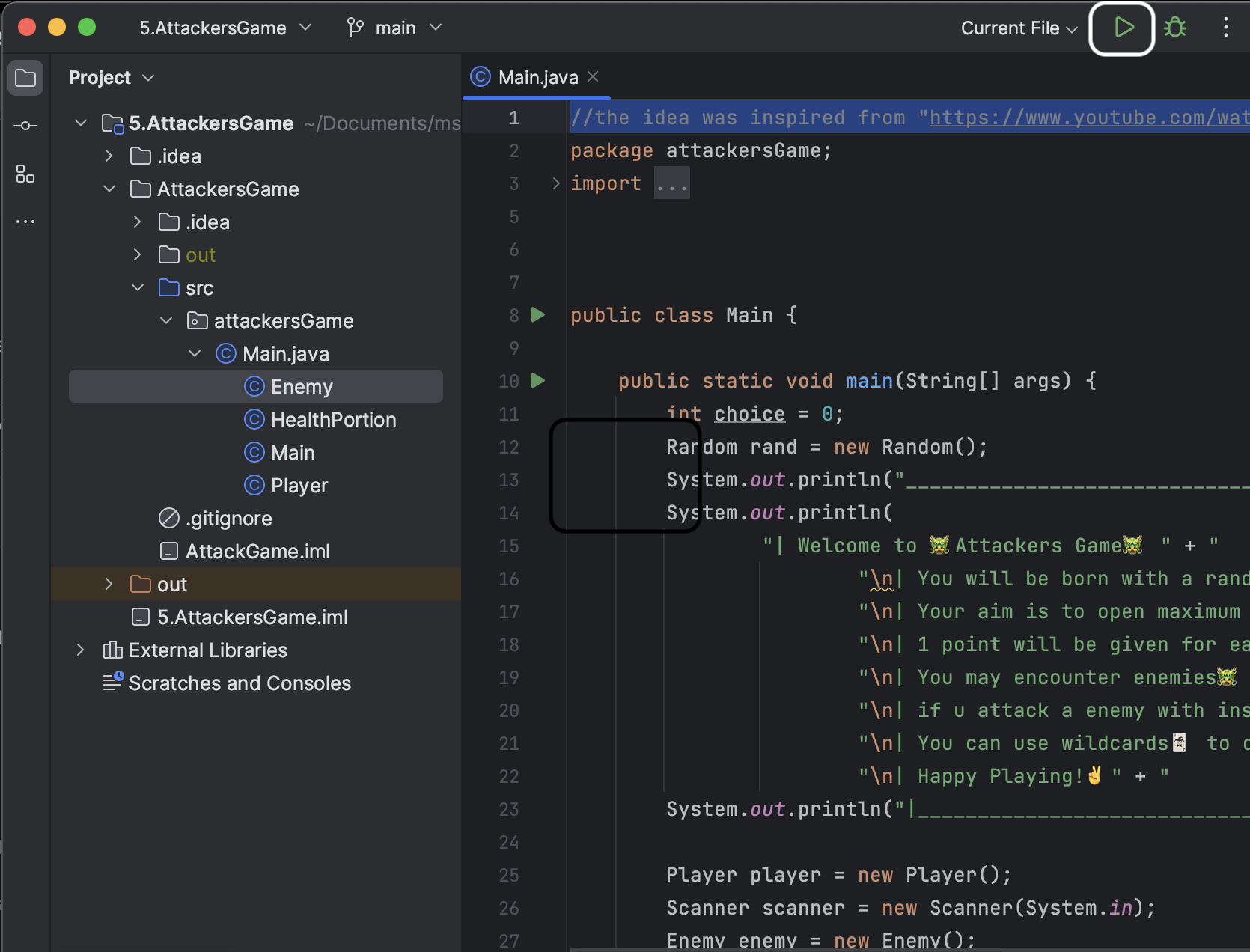 GitHub - rasi5050/AttackersGame: learnJava(3): create a basic text based adventure game