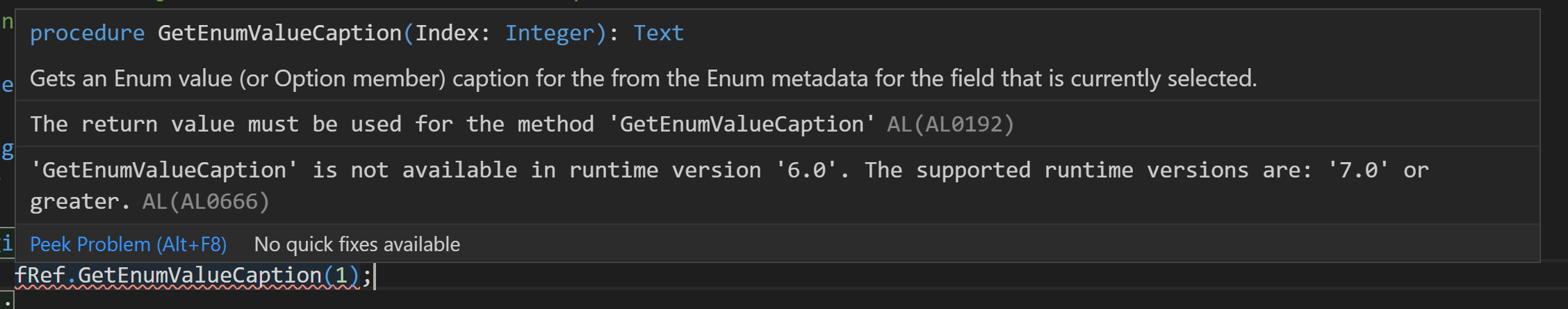 FieldRef Data Type is missing mehtods GetEnumValueCaption(Integer) and ...